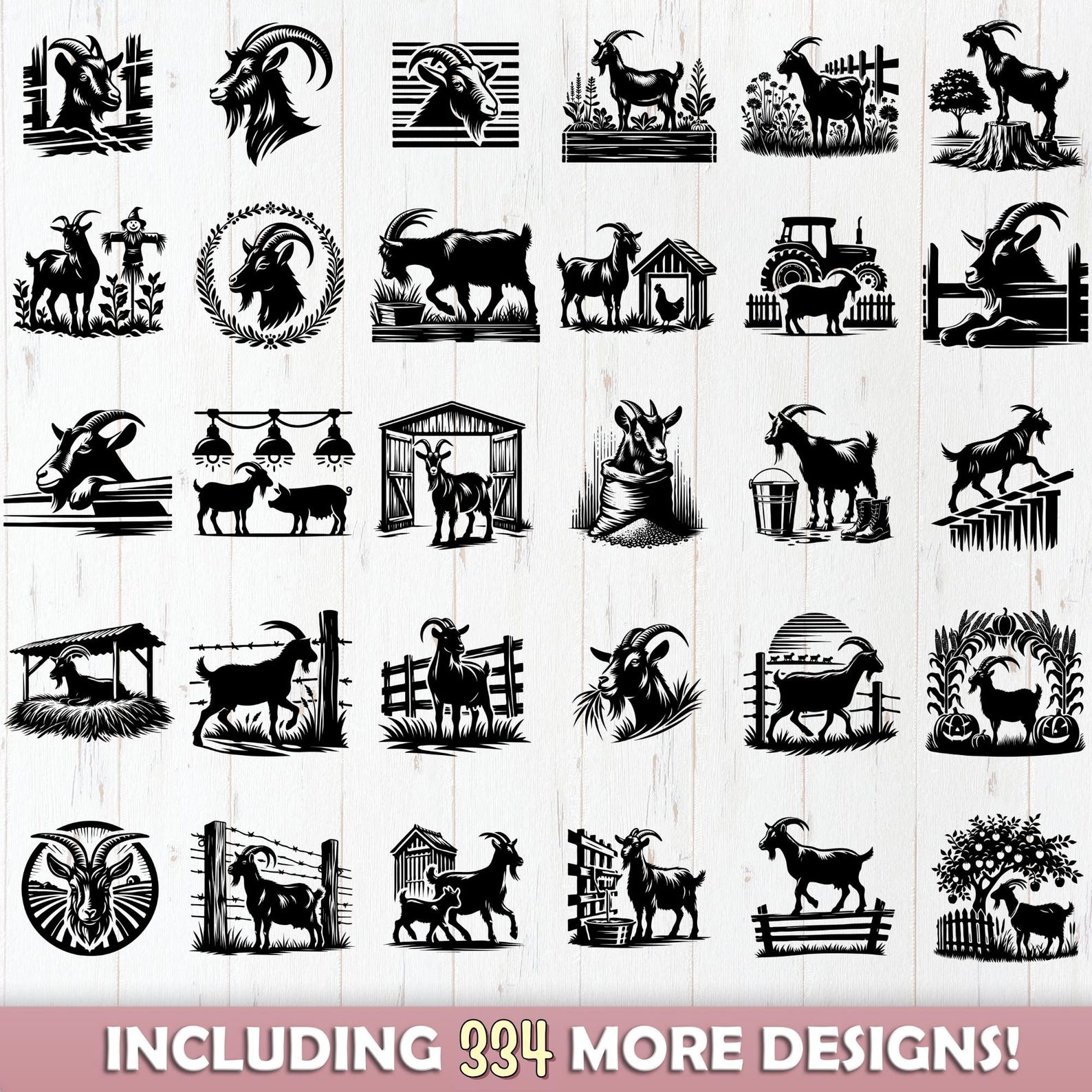 Goat Designs SVG Bundle - Goat Head Svg, Farm Animals Clipart, Goat ...