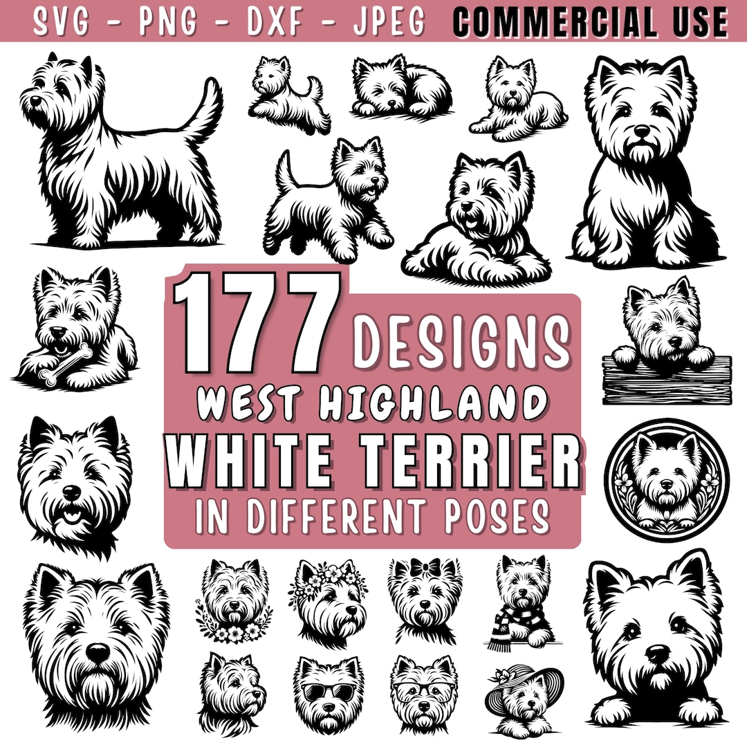 West Highland White Terrier Dog SVG Bundle | Peeking & Silhouette ...