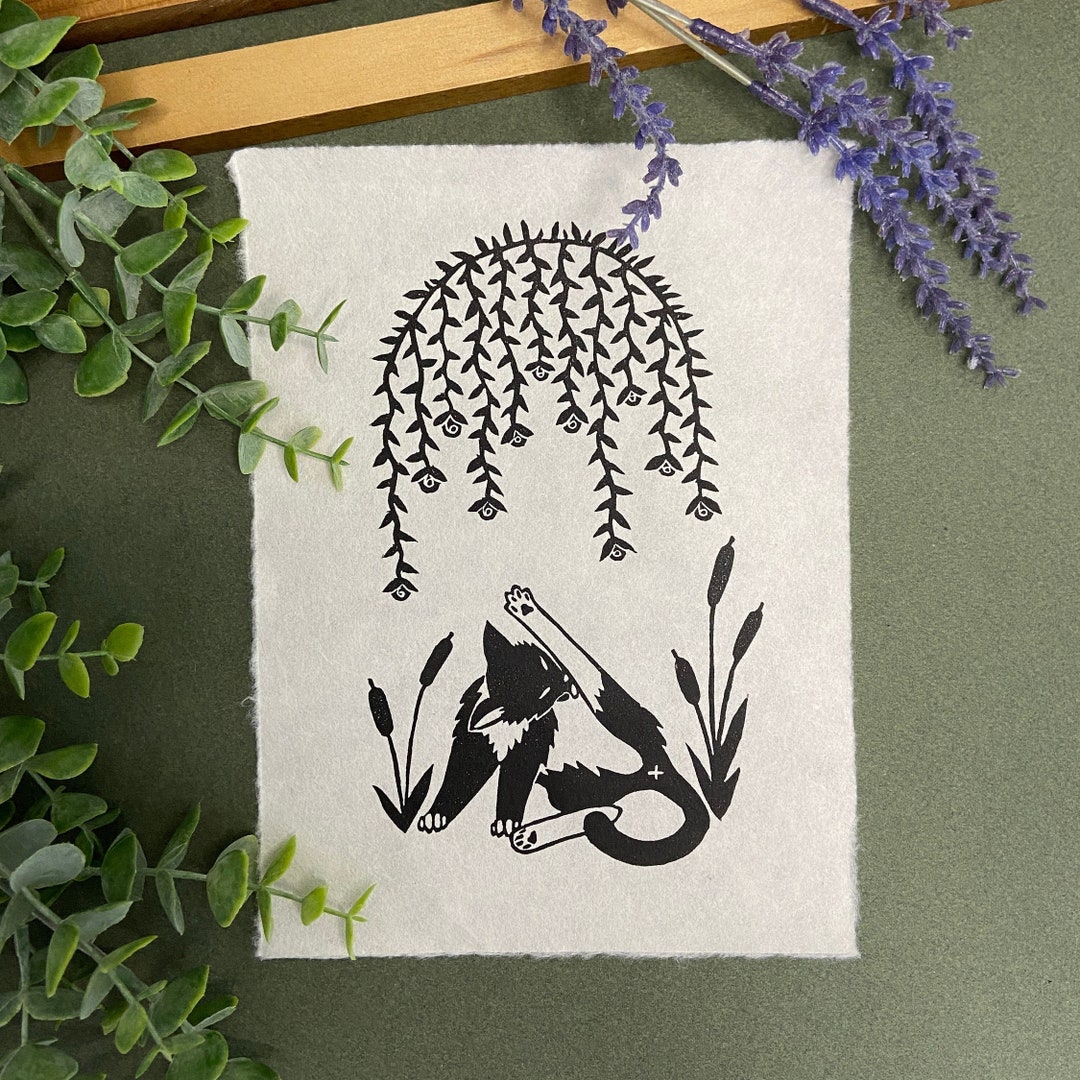 Linocut Relief Print, "grace and Elegance" // Handprinted // Limited ...