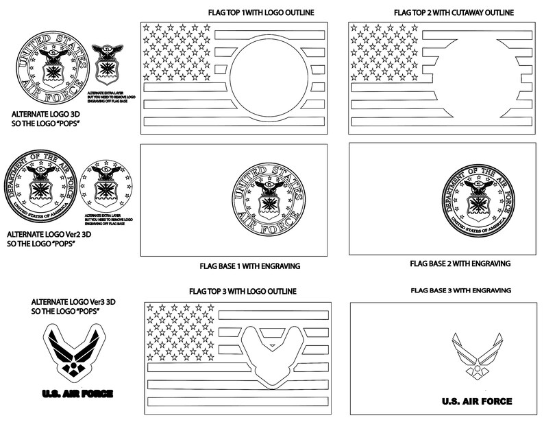 Laser Cut Layered Air Force Flag, SVG, DXF, PNG, Digital Download, File ...