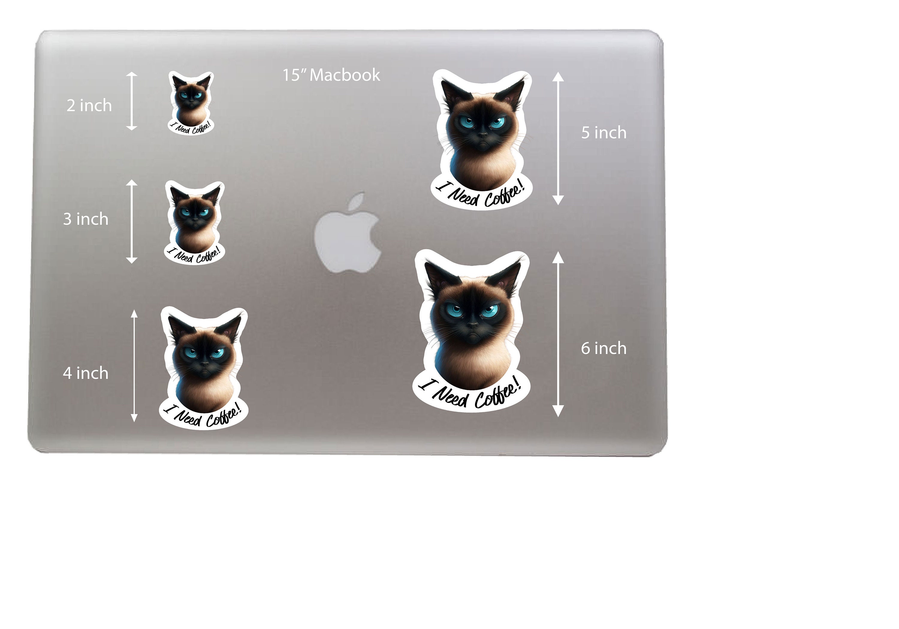 Grumpy Siamese Cat Kitten Full Color Vinyl Sticker Water - Etsy