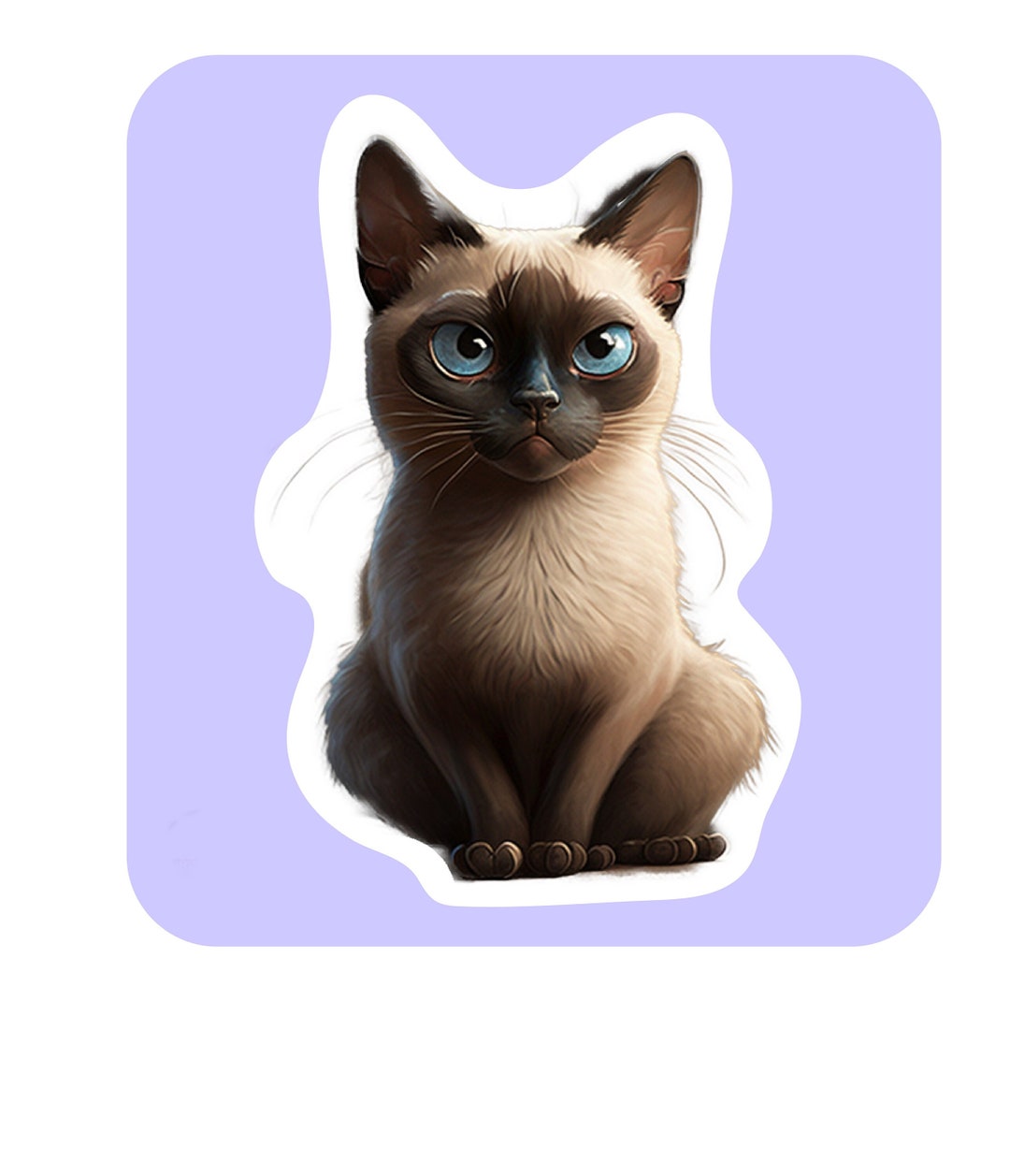 Grumpy Siamese Cat Kitten Full Color Vinyl Sticker Water Bottle Sticker ...