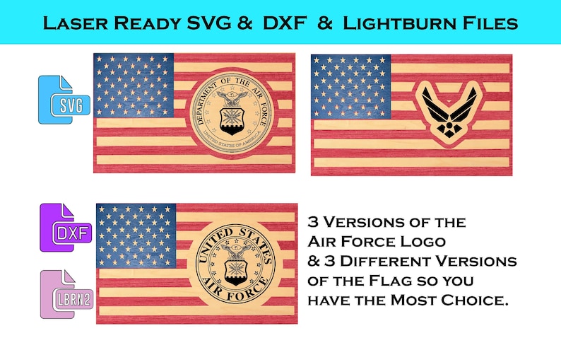 Laser Cut Layered Air Force Flag, SVG, DXF, PNG, Digital Download, File ...