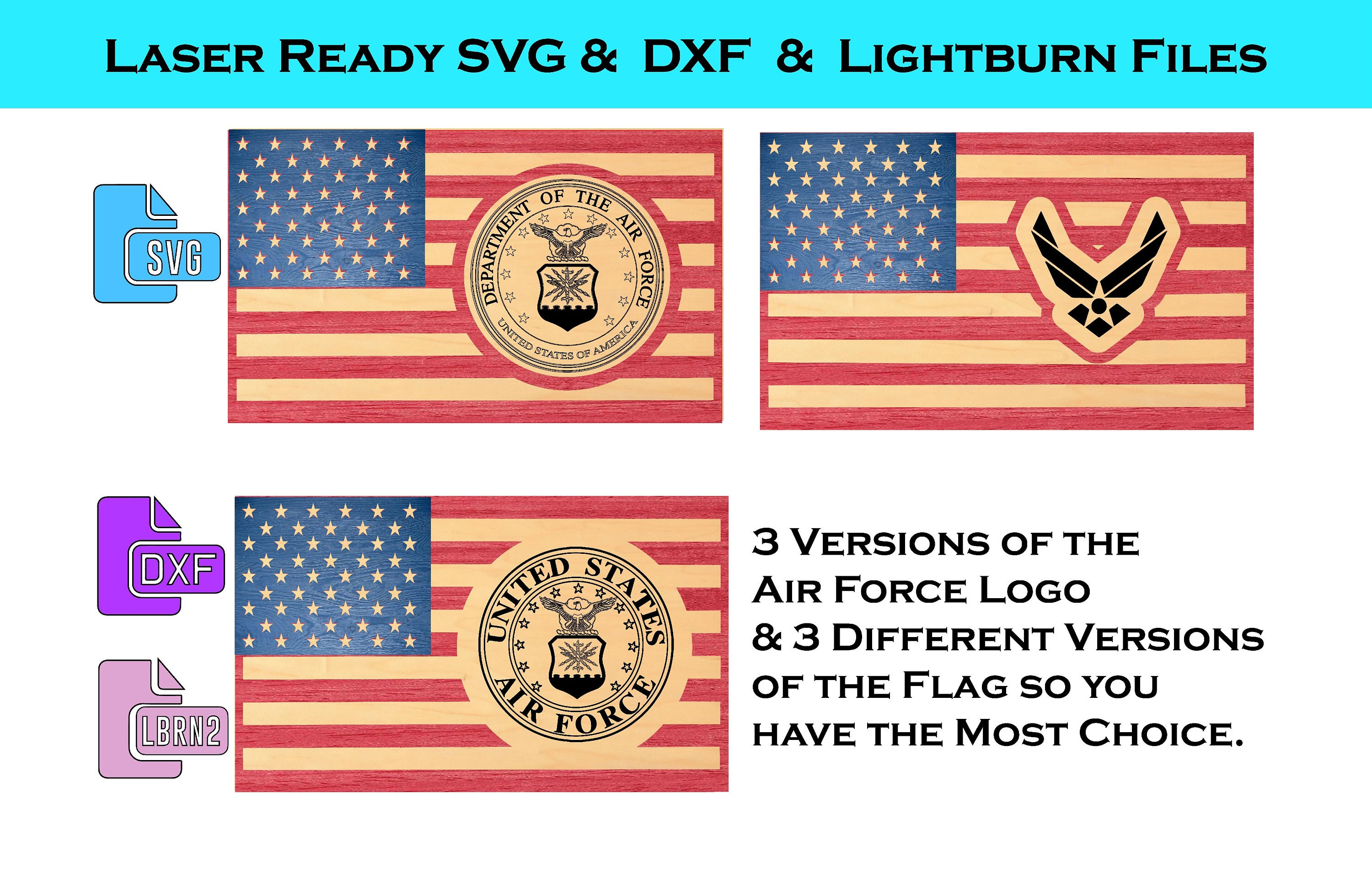Laser Cut Layered Air Force Flag, SVG, DXF, PNG, Digital Download, File ...
