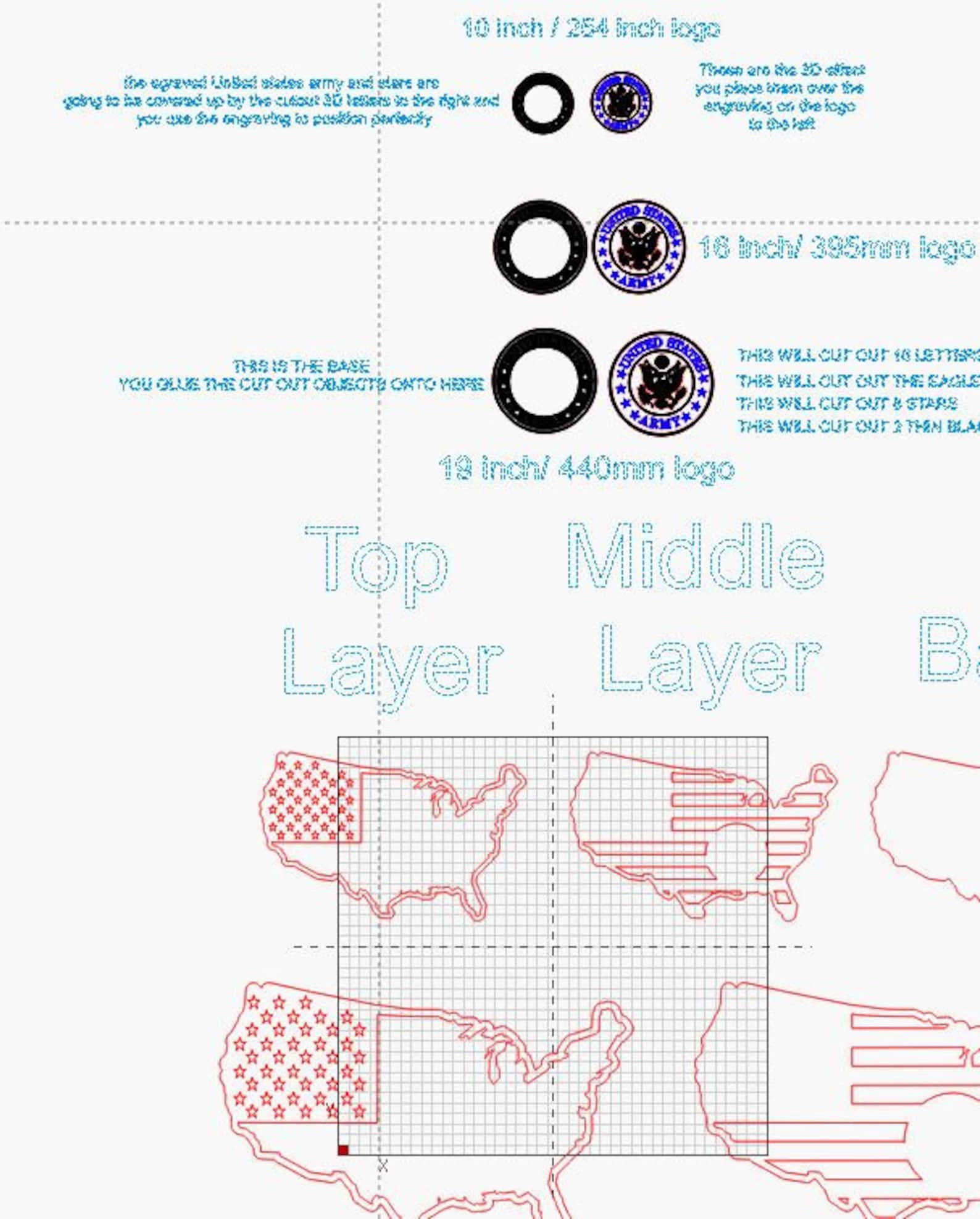 Laser Cut 3 Layered Army USA File SVG, Dxf Digital Download Diode ...