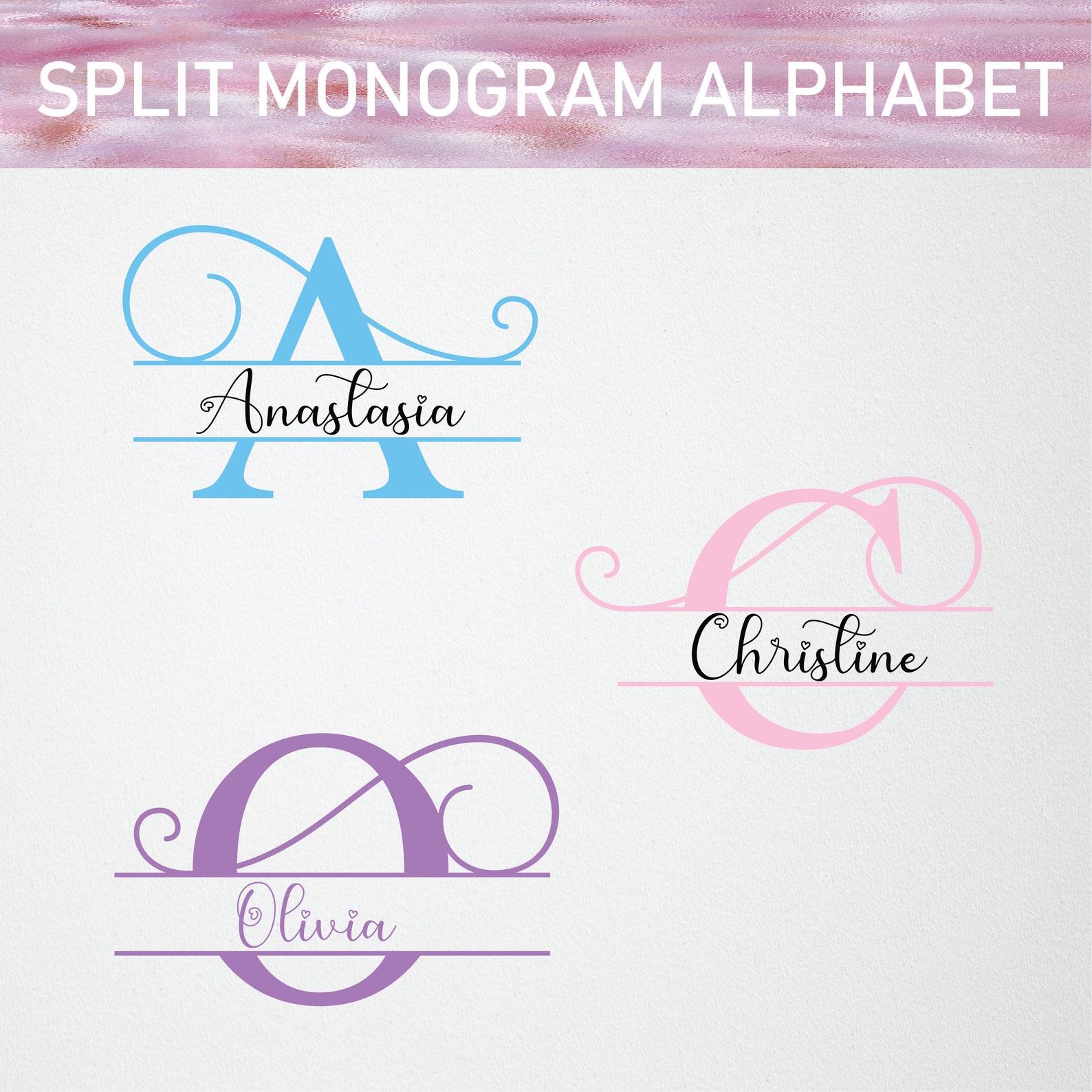 Split Monogram Alphabet SVG DXF PNG Digital Download Cut - Etsy