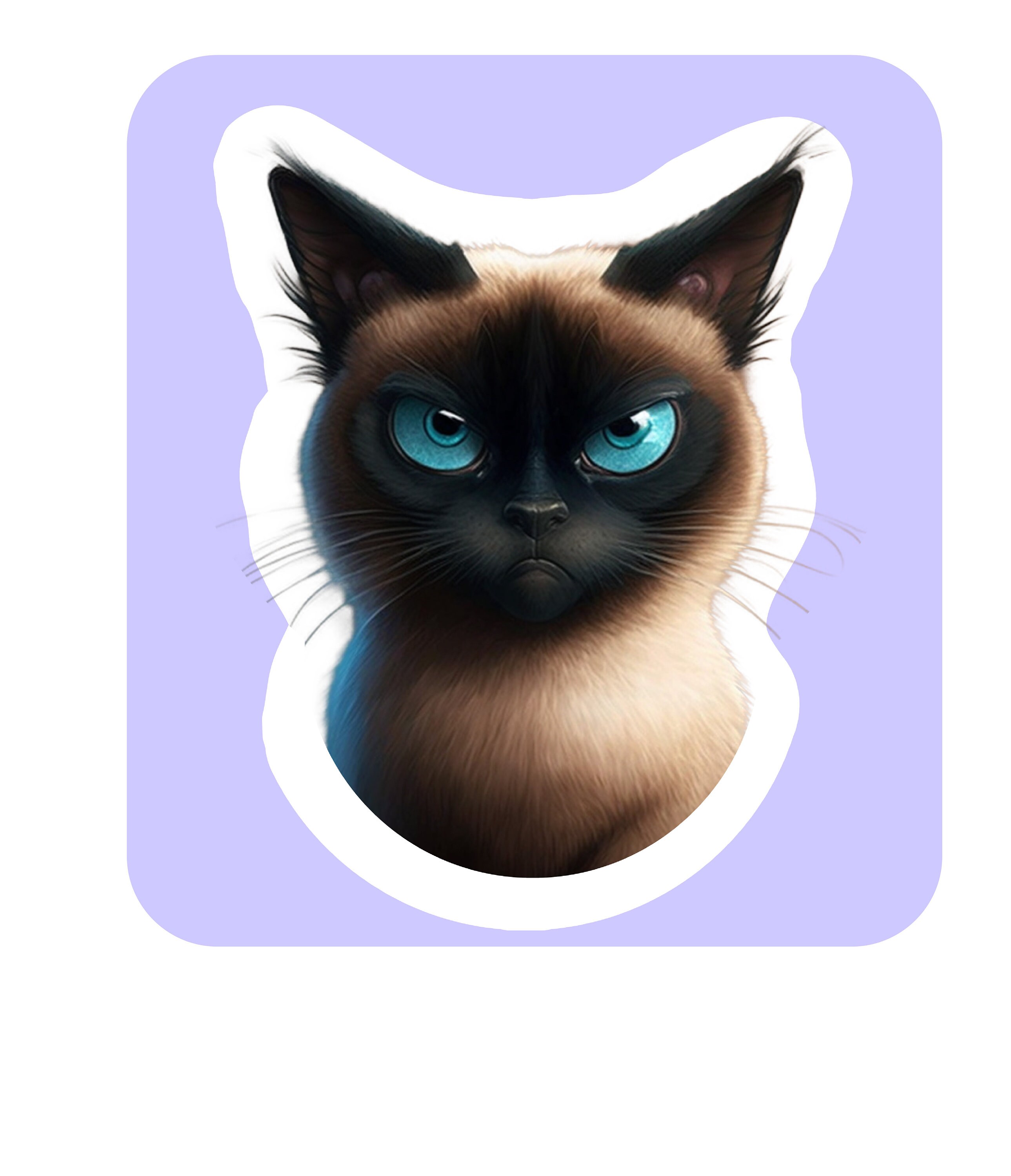 Grumpy Siamese Cat Kitten Full Color Vinyl Sticker Water - Etsy