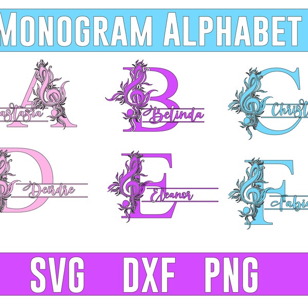 Music Note Alphabet Svg - Etsy