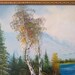 Oil Painting. Landscape Depicting Mountains, Birches and a Stream. the ...