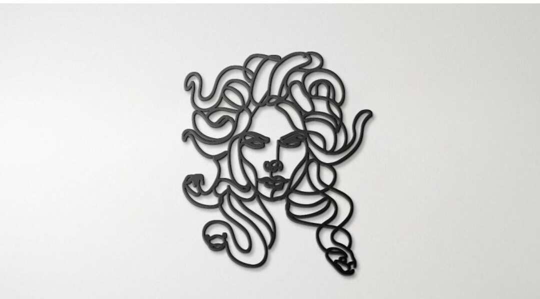 Medusa Metal Line Art Greek Mythology Wall Art Medusa Artwork Medusa ...