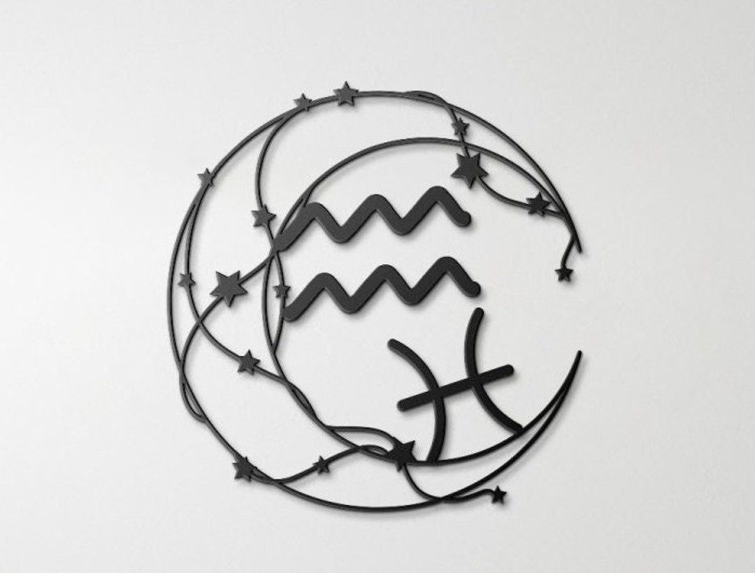 Pisces Aquarius Moon Metal Wall Art - Etsy