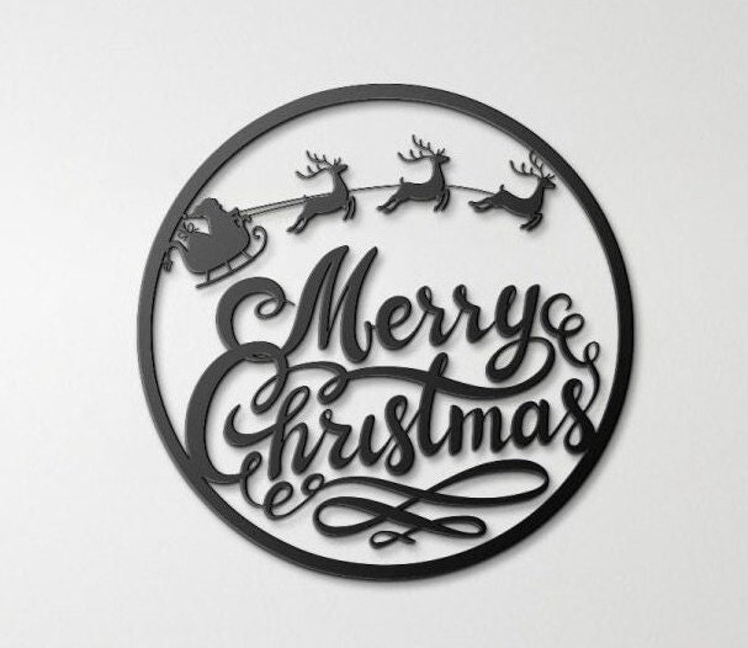 Metal Merry Christmas Sign Merry Christmas Metal Wall Sign Round Metal ...