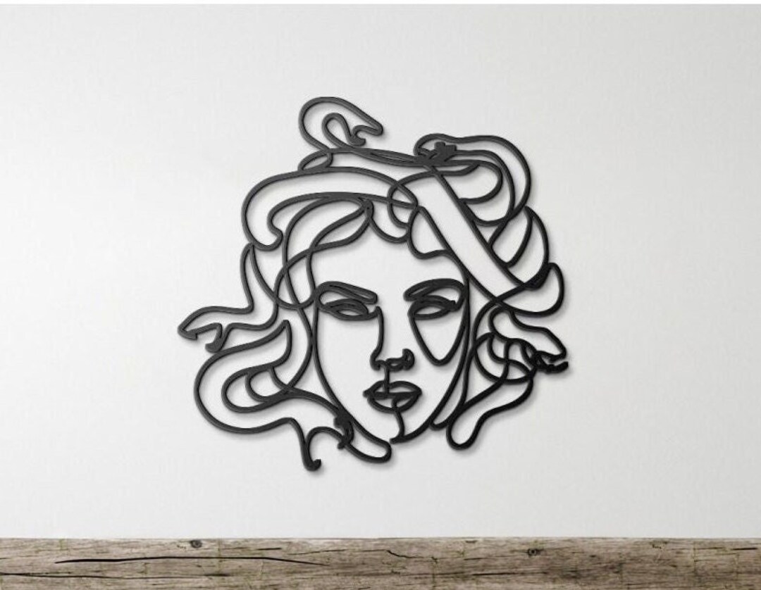 Medusa Metal Line Art Greek Mythology Wall Art Medusa Artwork Medusa ...