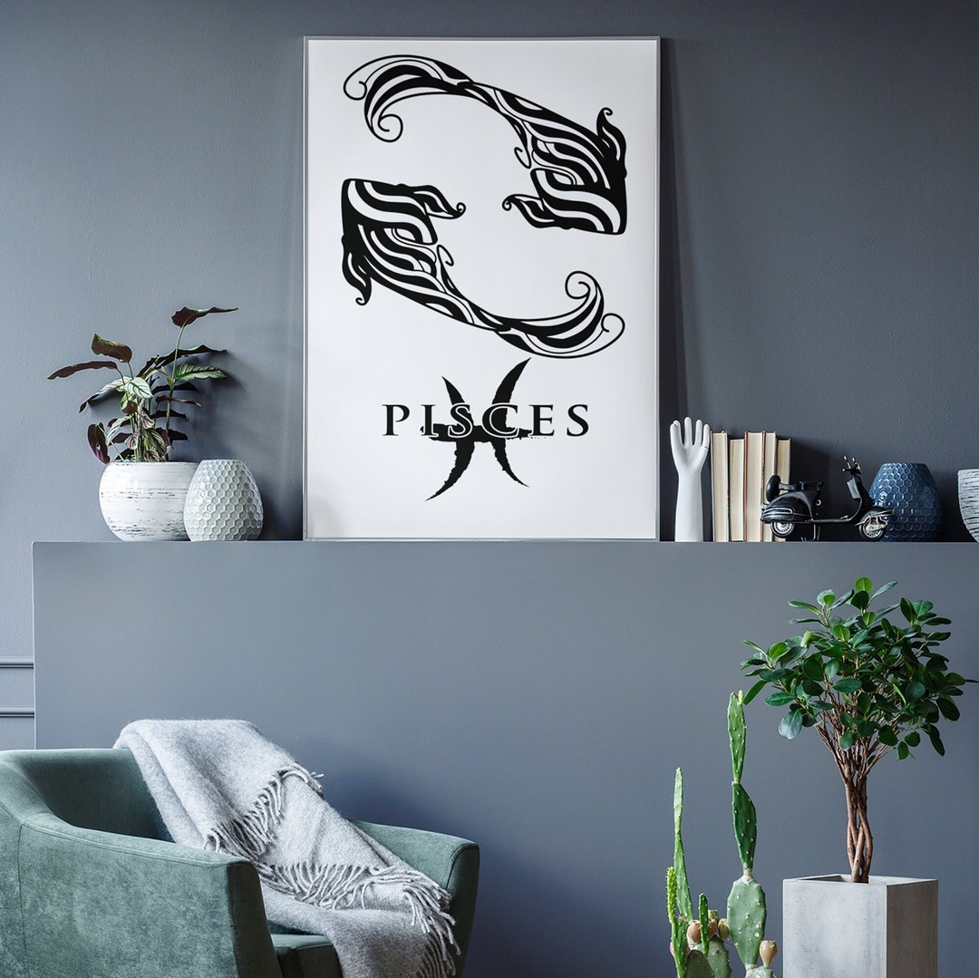 Pisces Canvas Wall Art Pisces Wall Art Pisces Birthday Gift Pisces Gift ...