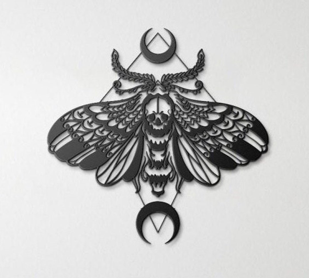 Deaths Head Moth Metal Wall Art Deaths Head Moth Art Gothic Home Decor ...