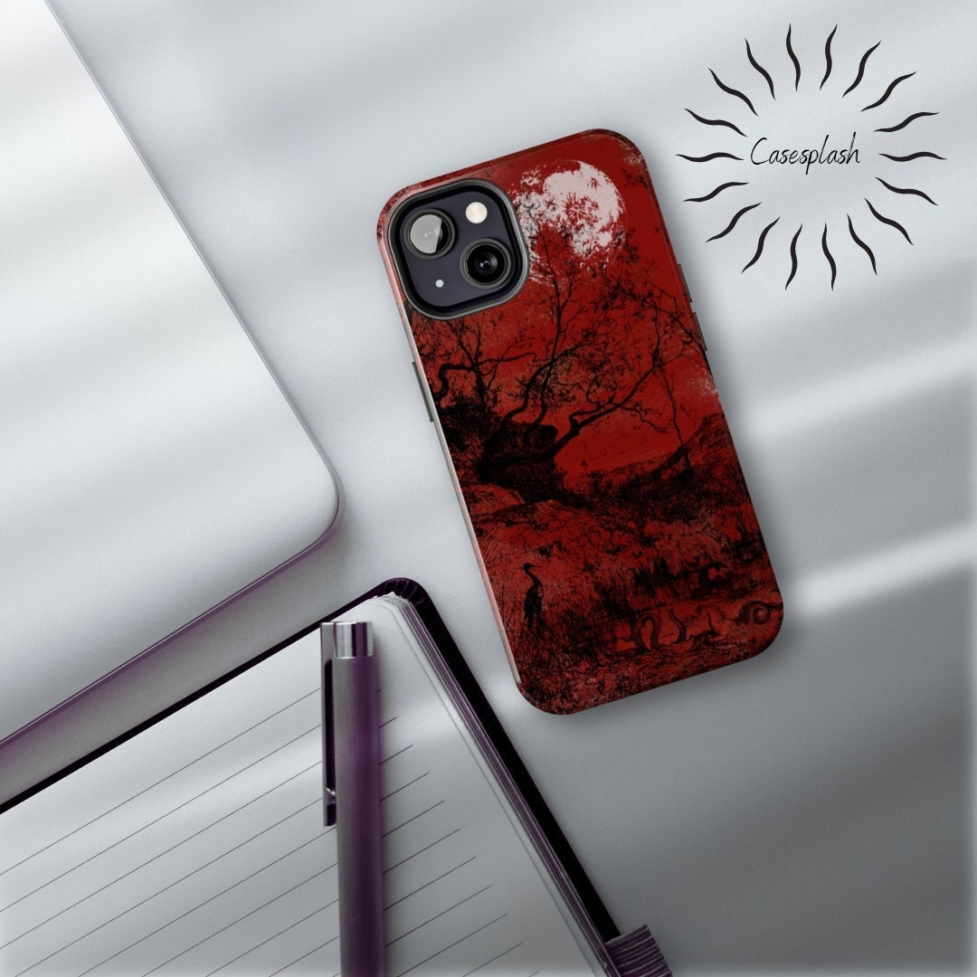 Halloween Gothic Dark iPhone Case Maroon Full Moon Pastel Gothic Unique ...