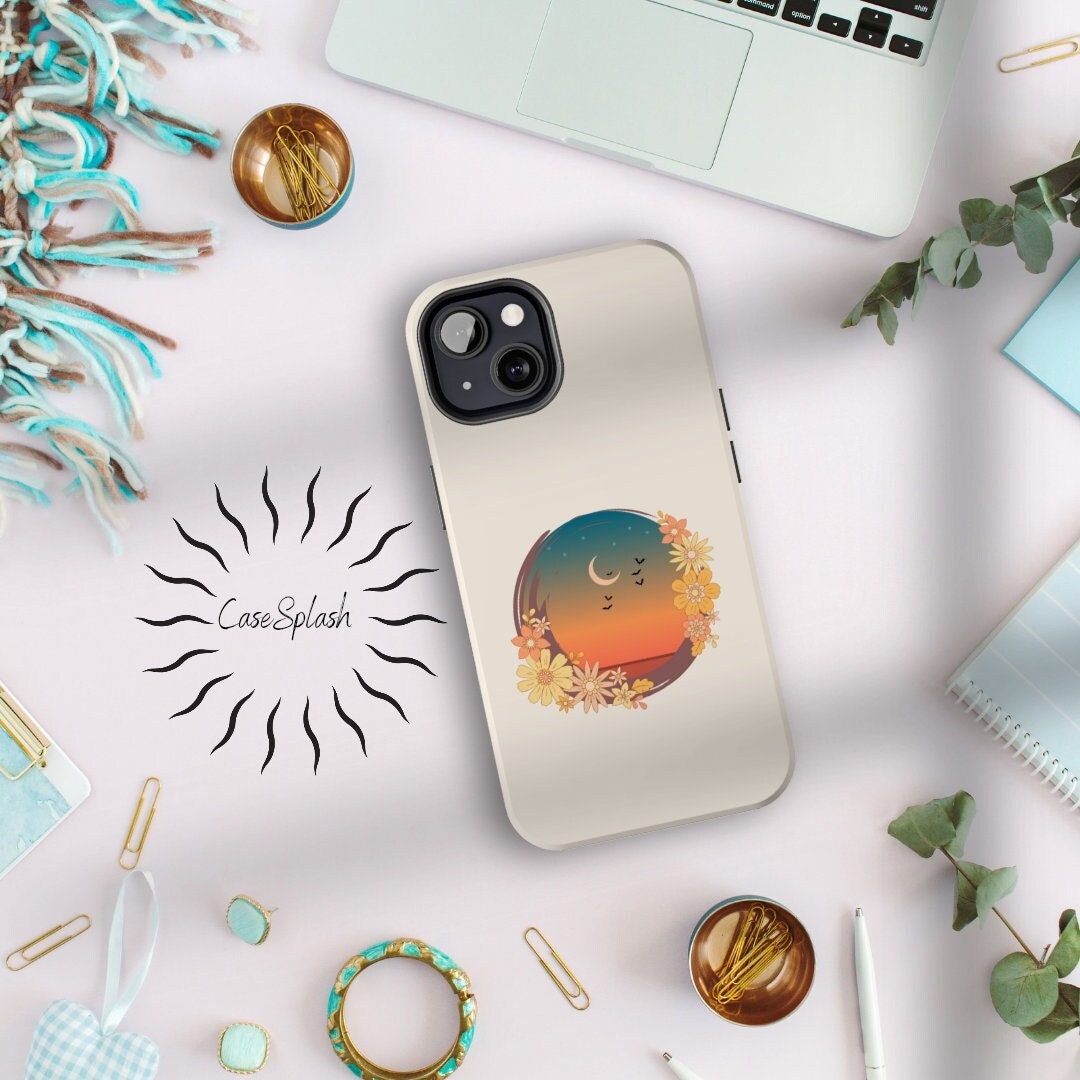 Pastel Vintage Phone Case Floral Scenery Sunset Cute - Etsy