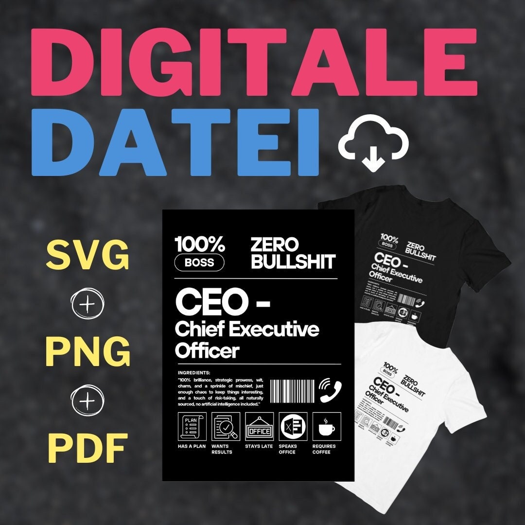 CEO Print File Svg-pdf-png in Black and White for Textiles or Other ...