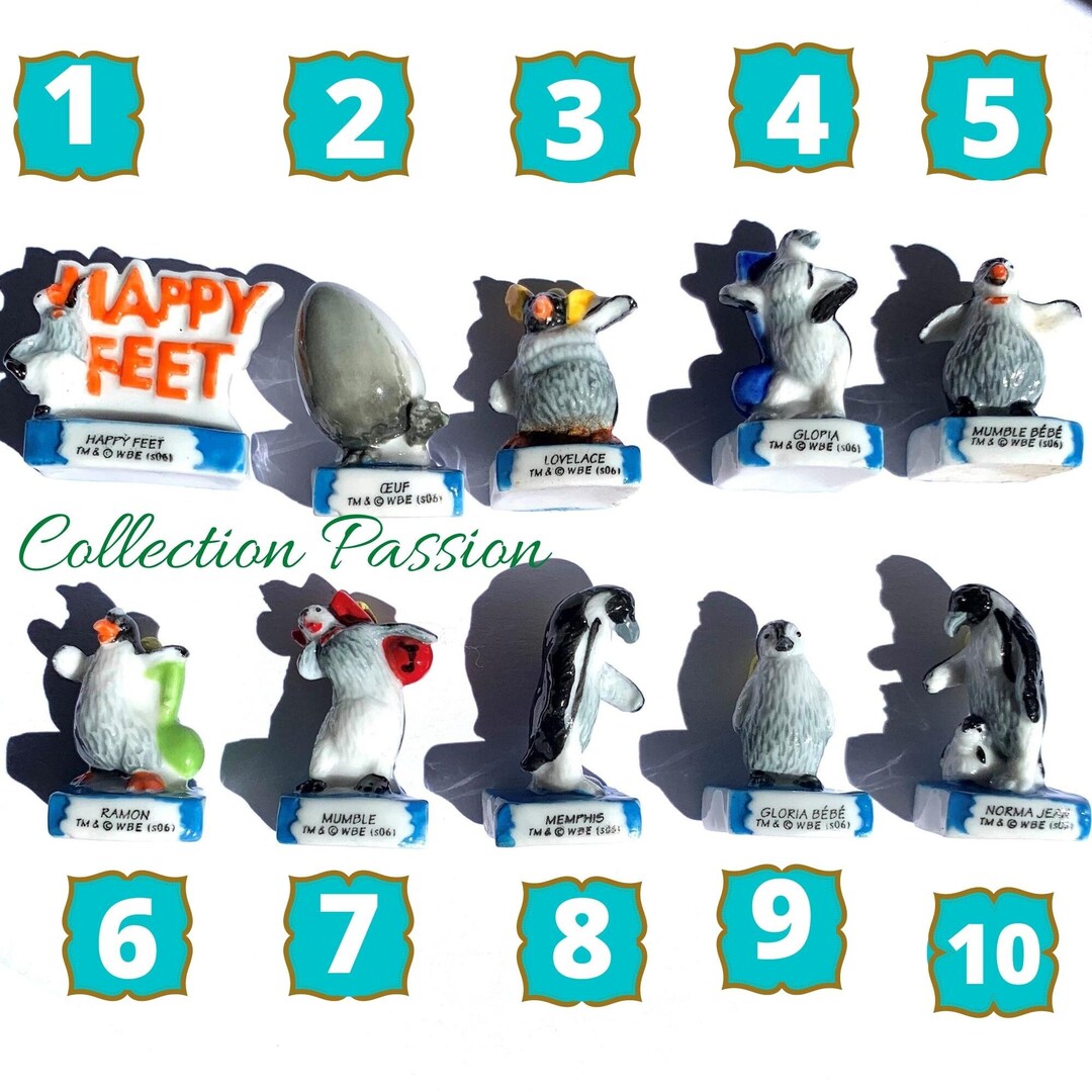 Miniature PENGUIN HAPPY FEET, Tiny Porcelain Figurine, Fève of Your ...
