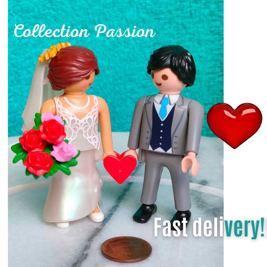 PLAYMOBIL BRIDE and GROOM Action Figure Toy, Wedding Cake Topper for ...