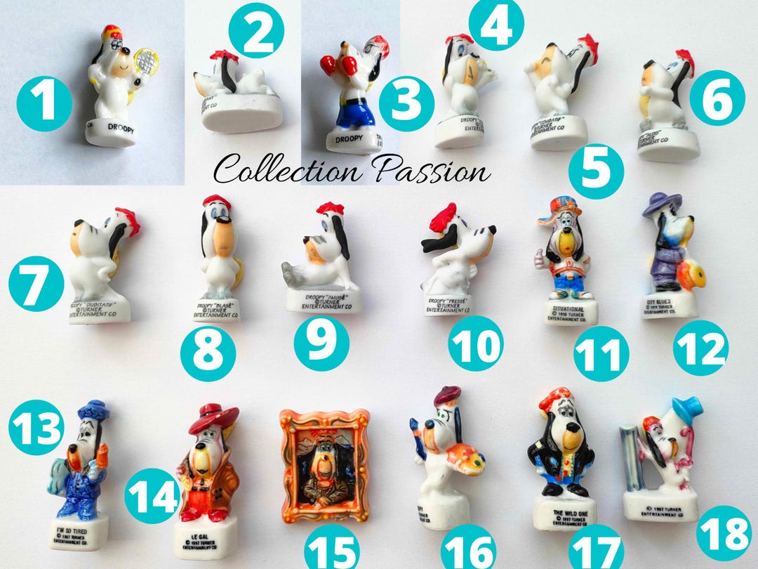 DROOPY FIGURINE Dog Fève Porcelain Mini Figure Cake Topper Decoration ...