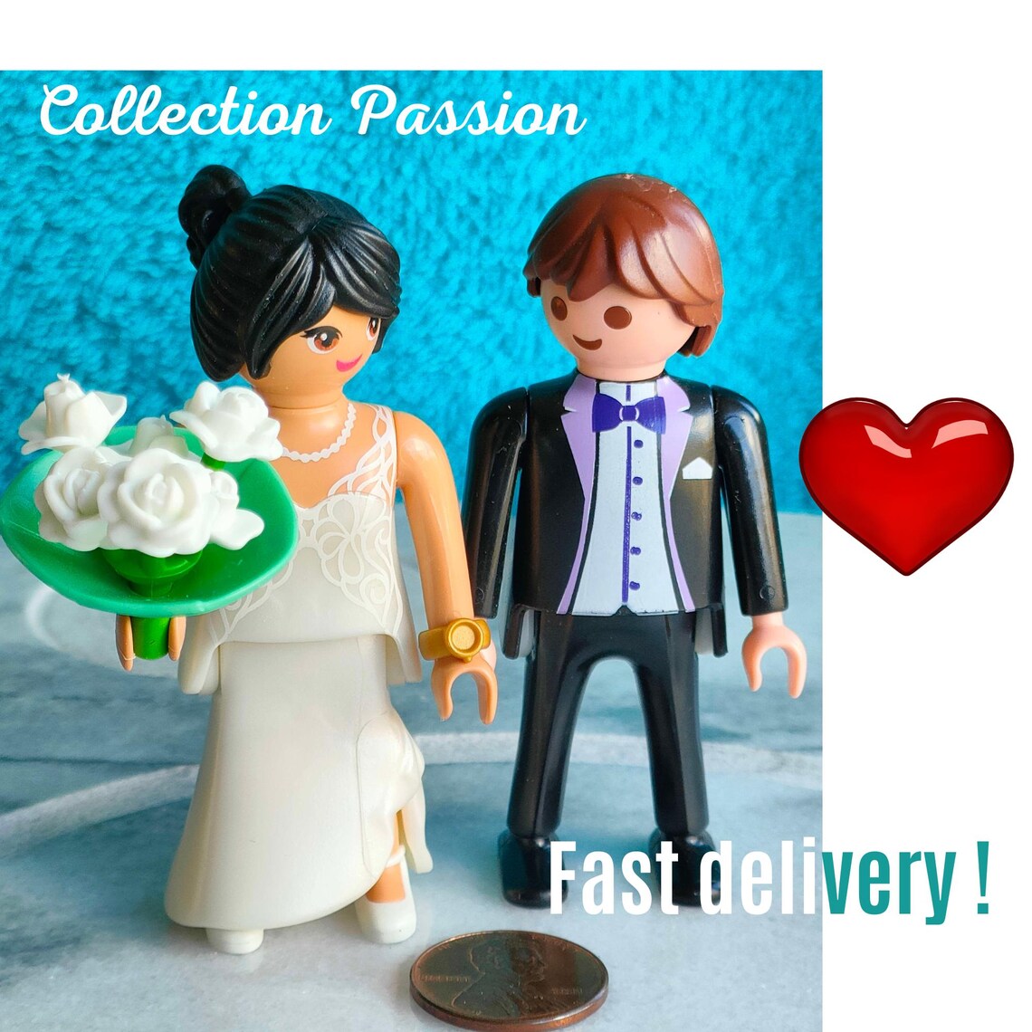 PLAYMOBIL BRIDE and GROOM Action Figure Toy, Wedding Cake Topper for ...