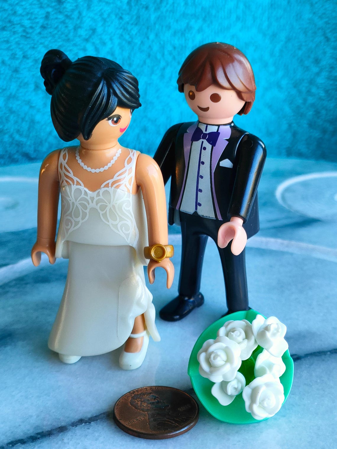 PLAYMOBIL BRIDE and GROOM Action Figure Toy, Wedding Cake Topper for ...