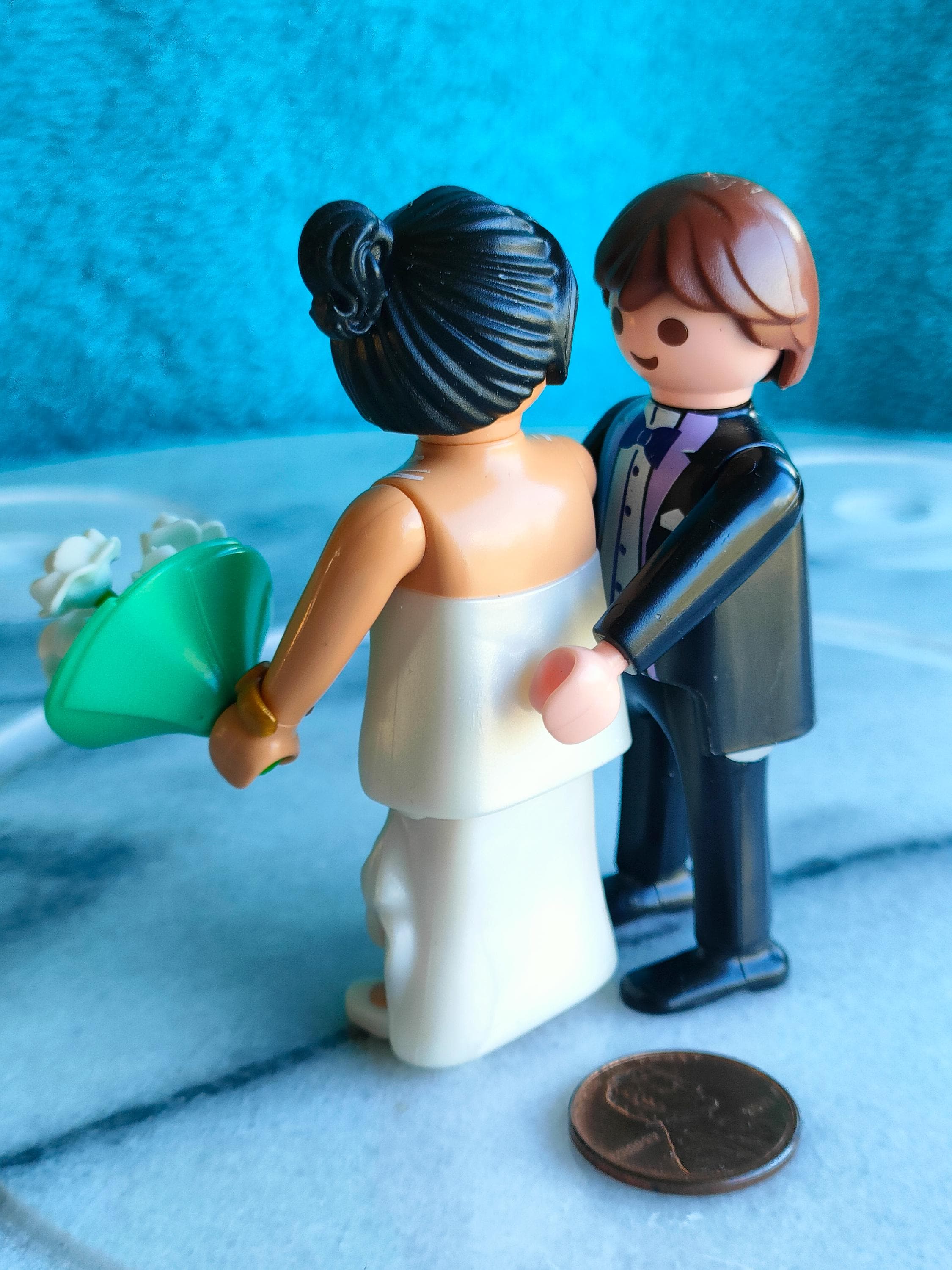PLAYMOBIL BRIDE and GROOM Action Figure Toy, Wedding Cake Topper for ...