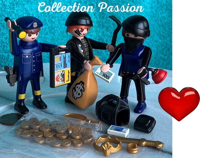 PLAYMOBIL POLICE and THIEF Action Figure Toy, Bank Bandit Robbers and ...
