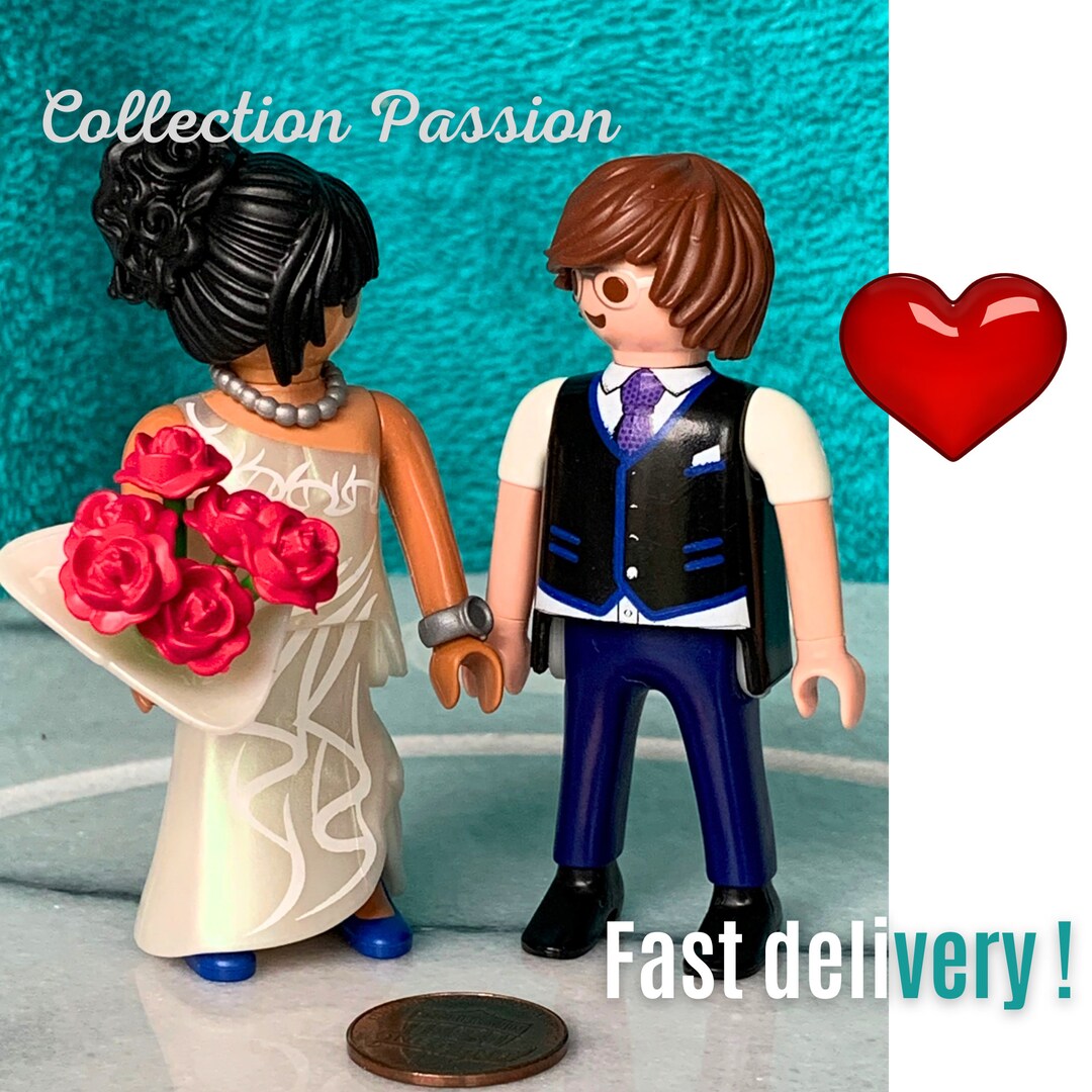 PLAYMOBIL BRIDE and GROOM Action Figure Toy, Wedding Cake Topper for ...