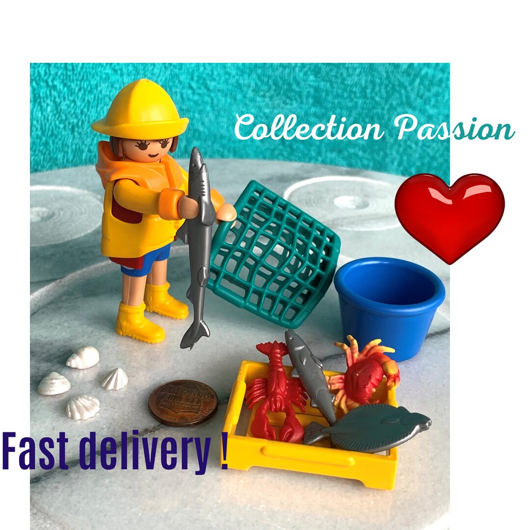 PLAYMOBIL Fisherwoman Figure Toys, Perfect Gift for Your Kids City ...