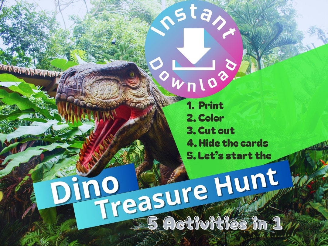 DINOSAUR TREASURE HUNT for Kids, Printable Dino Birthday Party Game ...