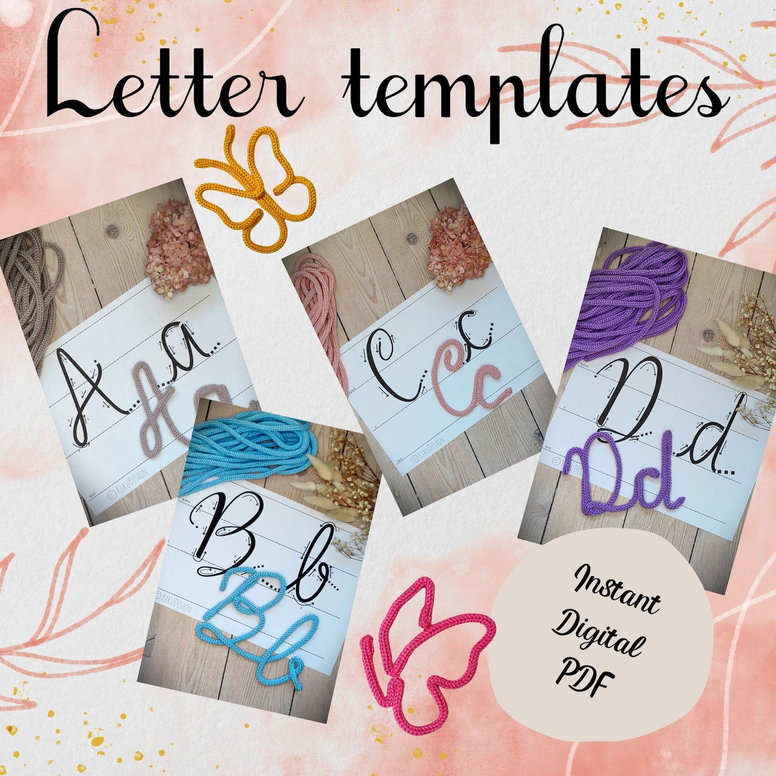 Printable Letter Templates for Knitted Wire, Uppercase and Lowercases ...
