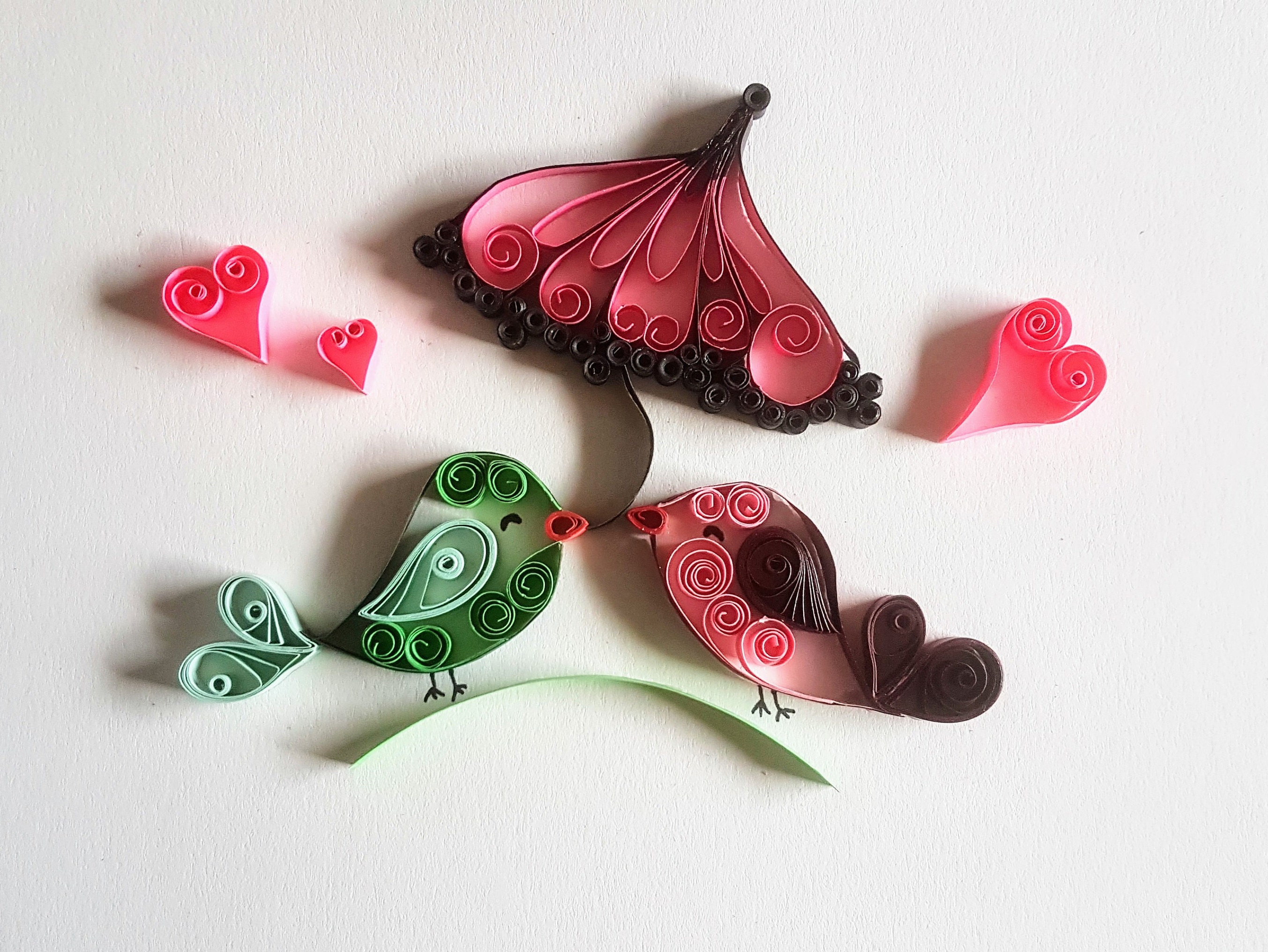 Quilling Picture Card Paper Art Love Love Birds Bird Couple Etsy