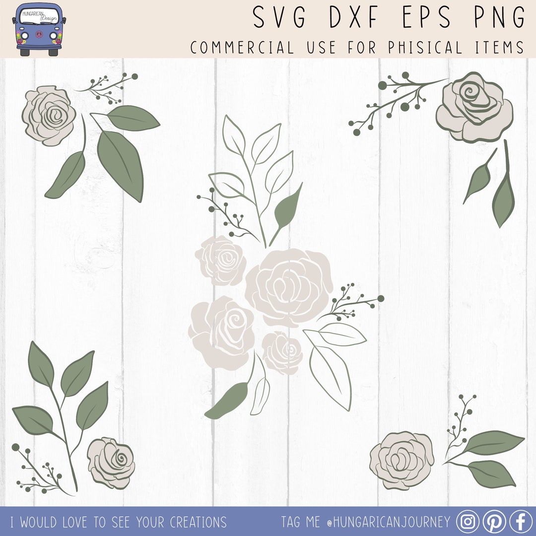 Vintage Rose SVG Files and Clipart for Wedding Invitations, Cards and ...