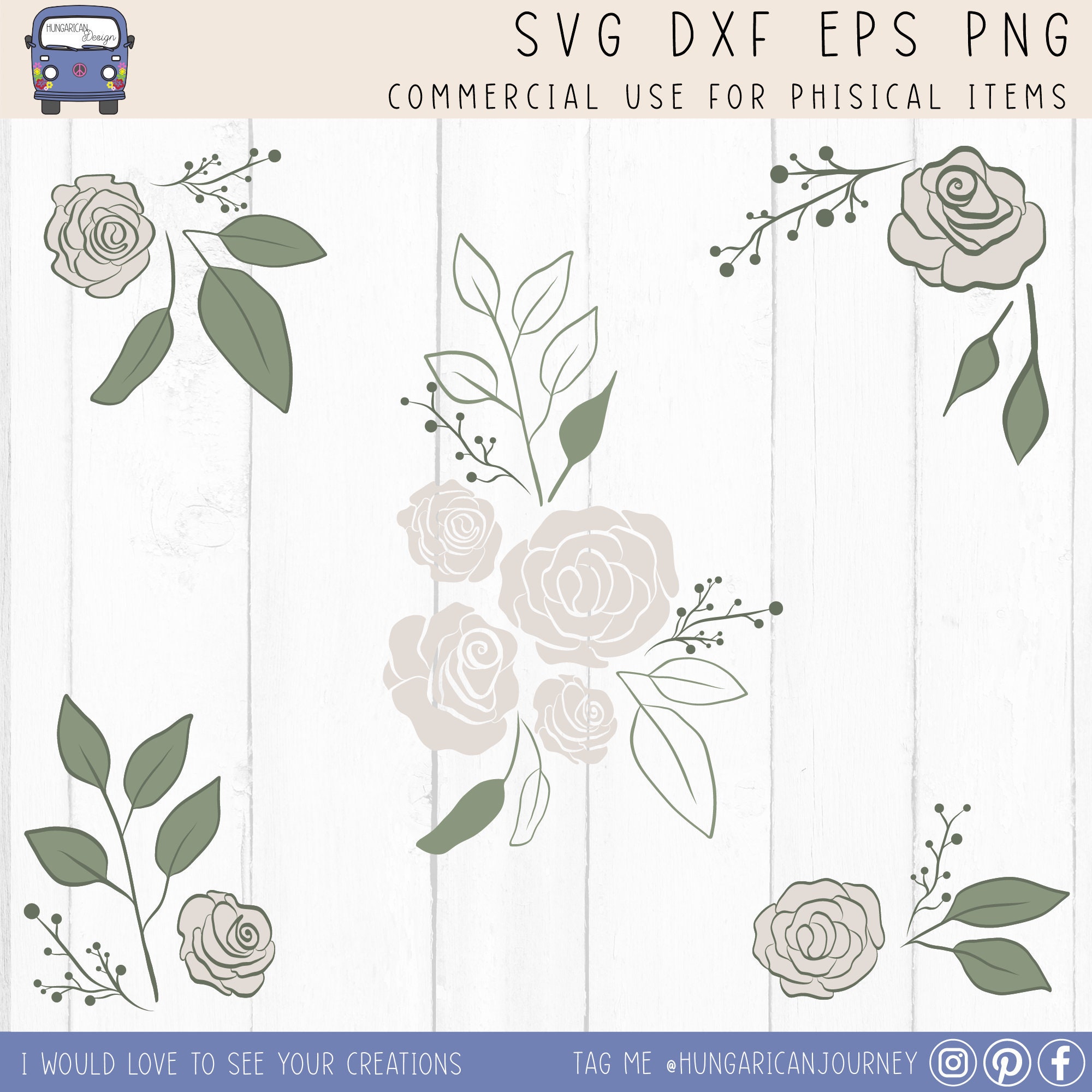 Vintage Rose SVG Files and Clipart for Wedding Invitations - Etsy