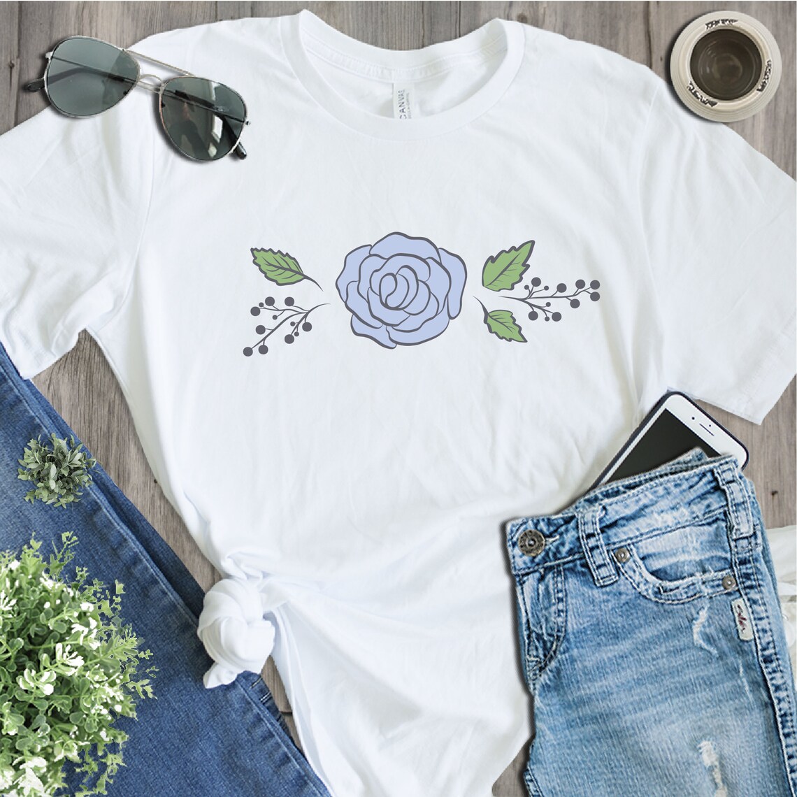 Dusty Blue Rose SVG Files and Clipart for Wedding Invitations, Cards ...