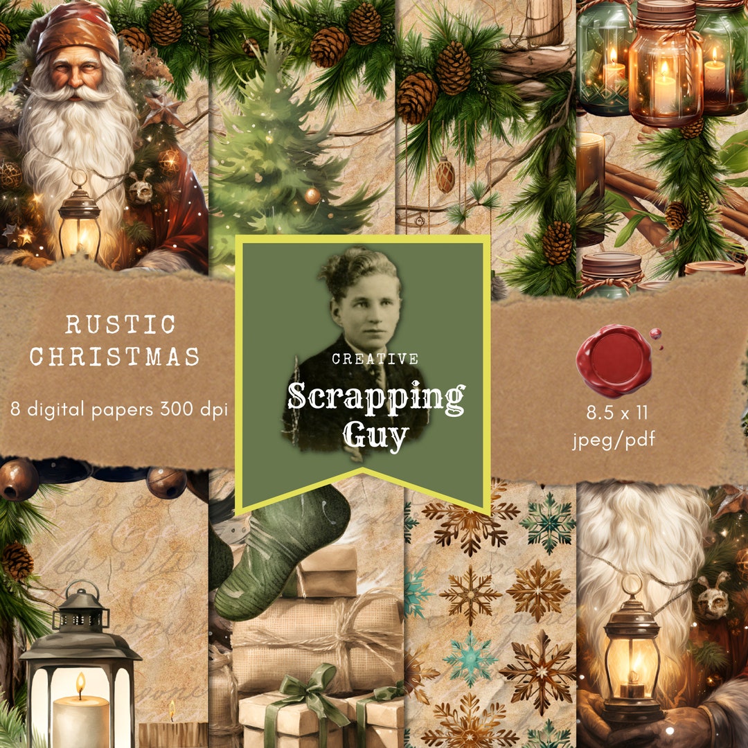 Rustic Christmas Digital Paper - Etsy