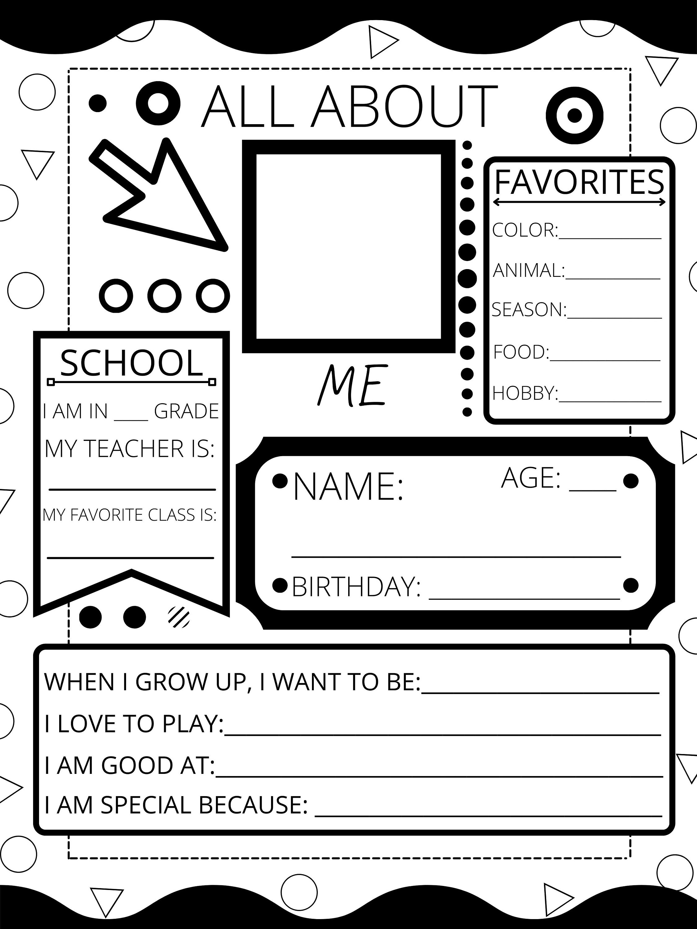 All About Me Printable (various Sizes) - Etsy