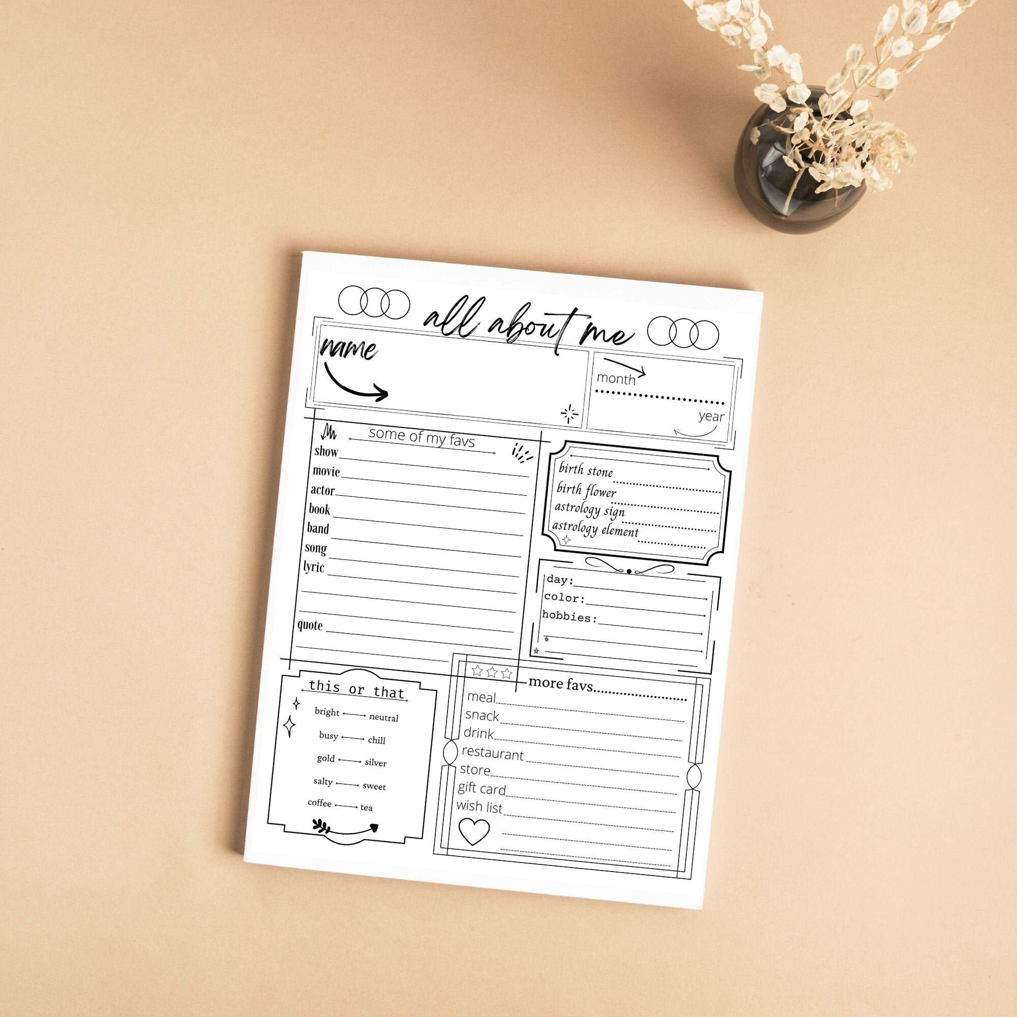 All About Me Printable 3 - Etsy