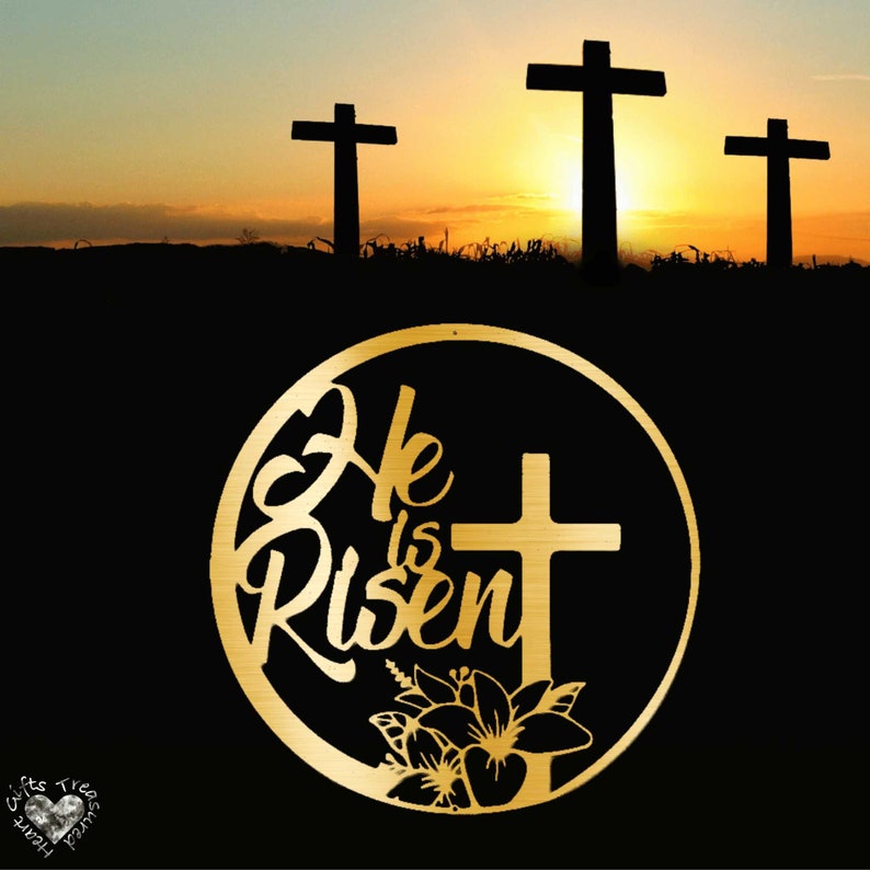 Cross Wall Hanging He is Risen Laser Cut Metal Sign Easter - Etsy