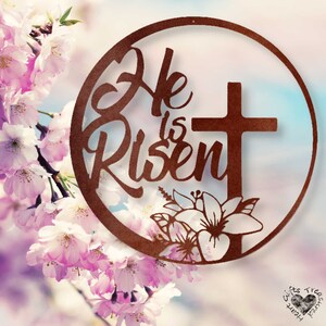 Cross Wall Hanging He is Risen Laser Cut Metal Sign Easter - Etsy