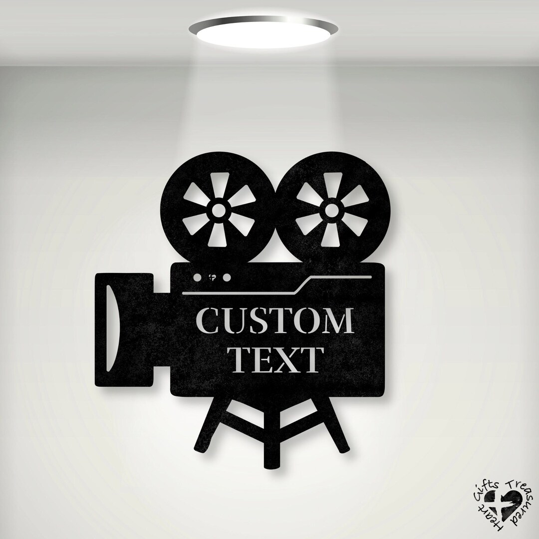 Movie Camera Sign Customizable Steel Sign for Movie Night, Personalized ...