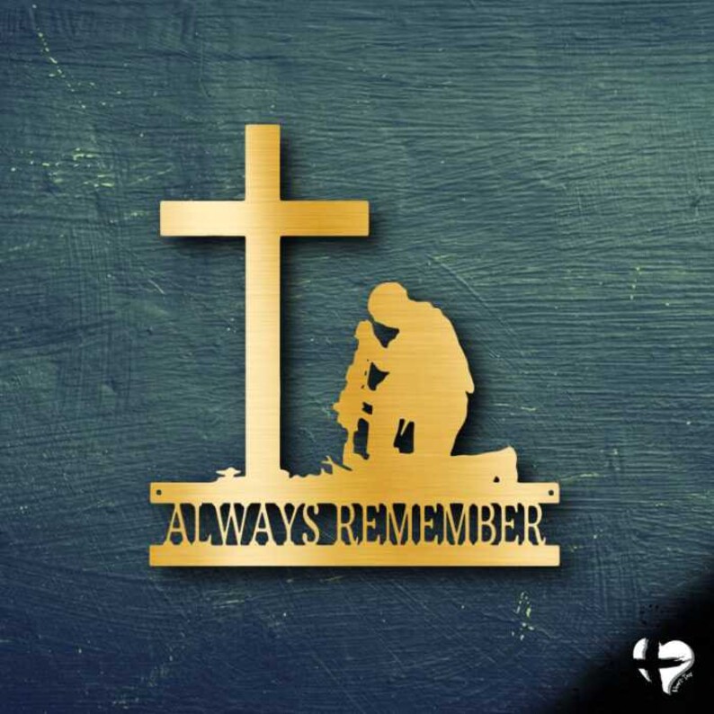Soldier Memorial Laser Cut Metal Sign | Cross Wall Art, Gravestone ...
