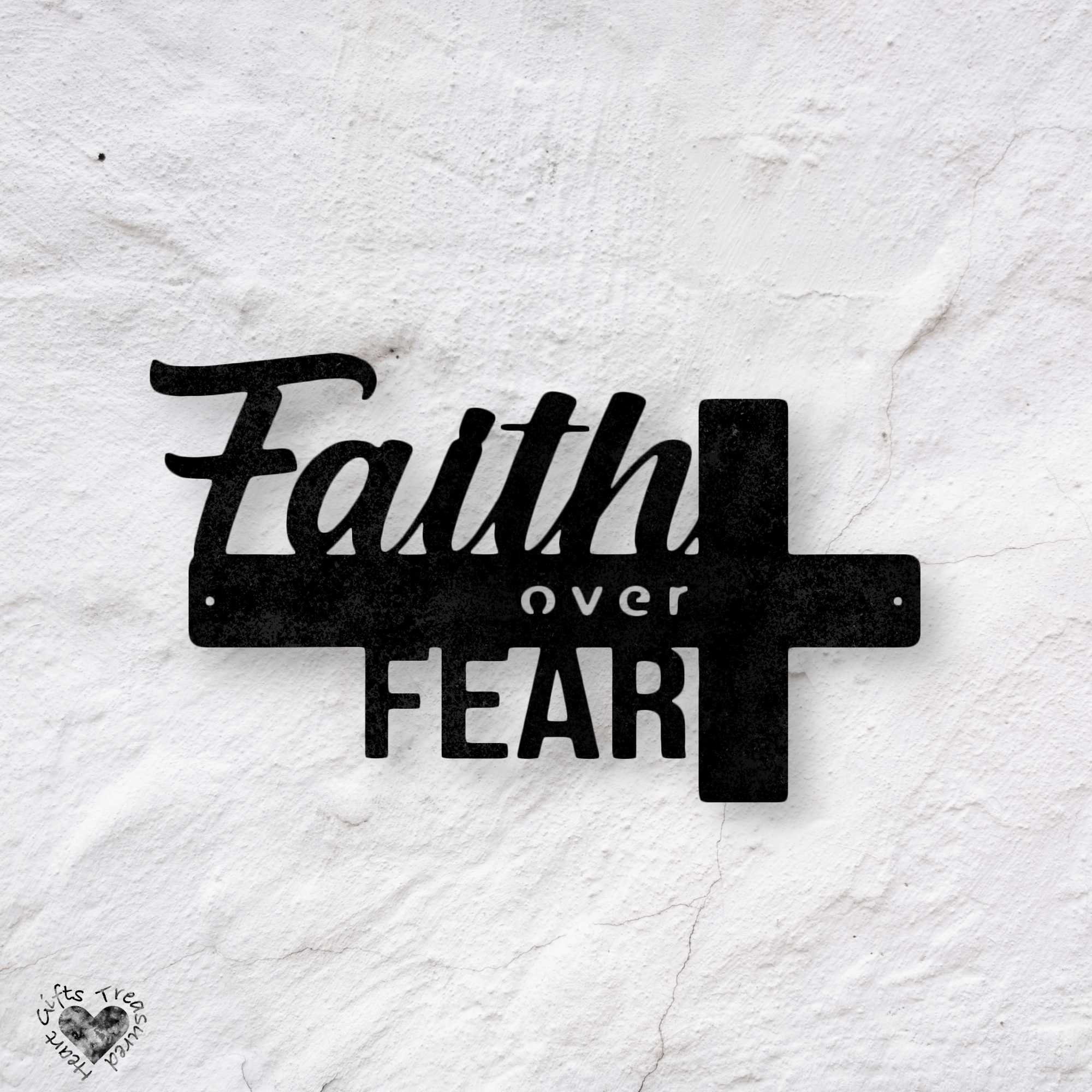Faith Over Fear Metal Wall Art, Cross Sign, Let Your Faith Be Bigger ...