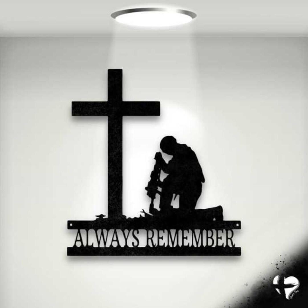 Soldier Memorial Laser Cut Metal Sign | Cross Wall Art, Gravestone ...