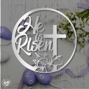 Cross Wall Hanging He is Risen Laser Cut Metal Sign Easter - Etsy