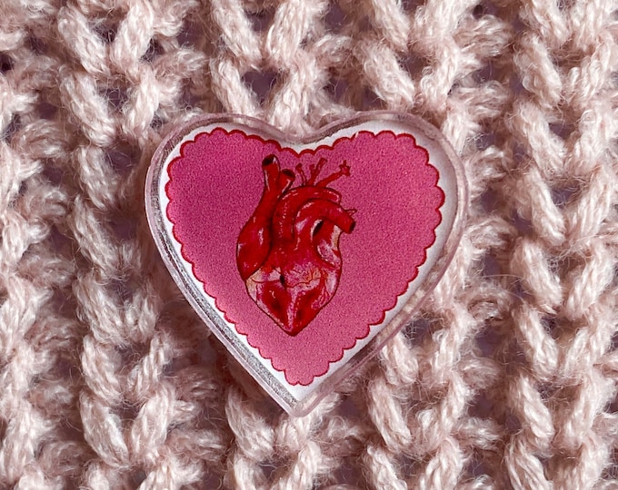 Anatomical Heart Cute Pink Pin 1 X 0.96 - Etsy