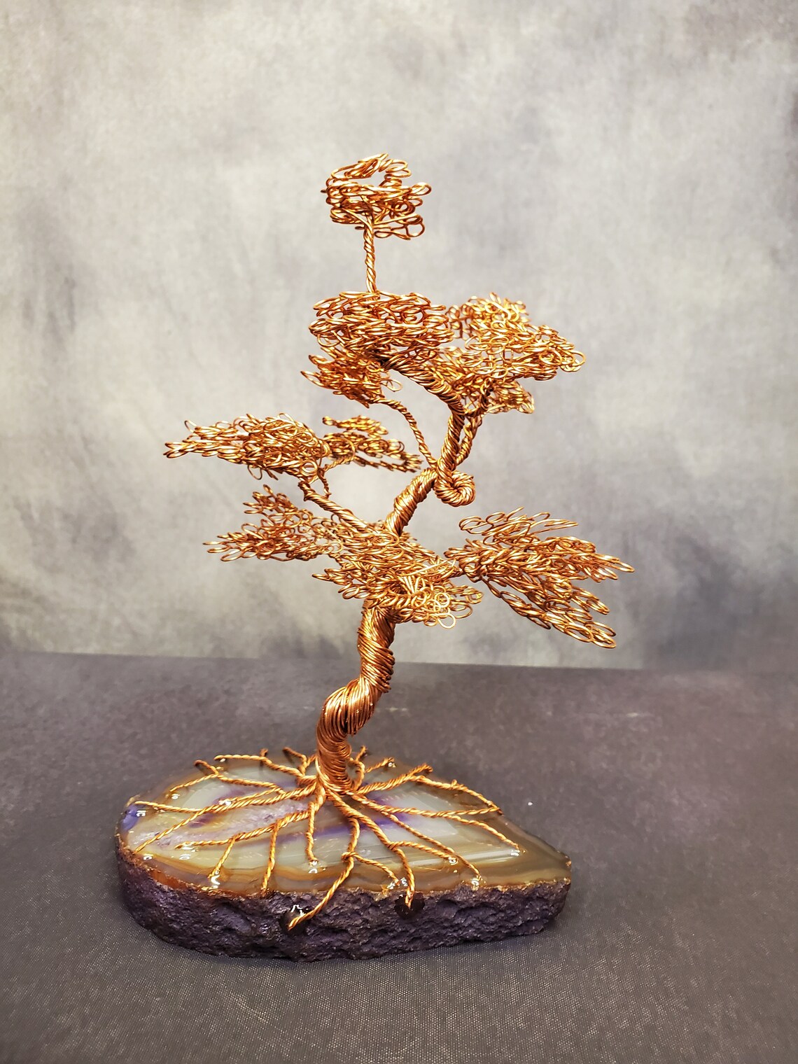 Bonsai Copper Tree on Agate Slab - Etsy