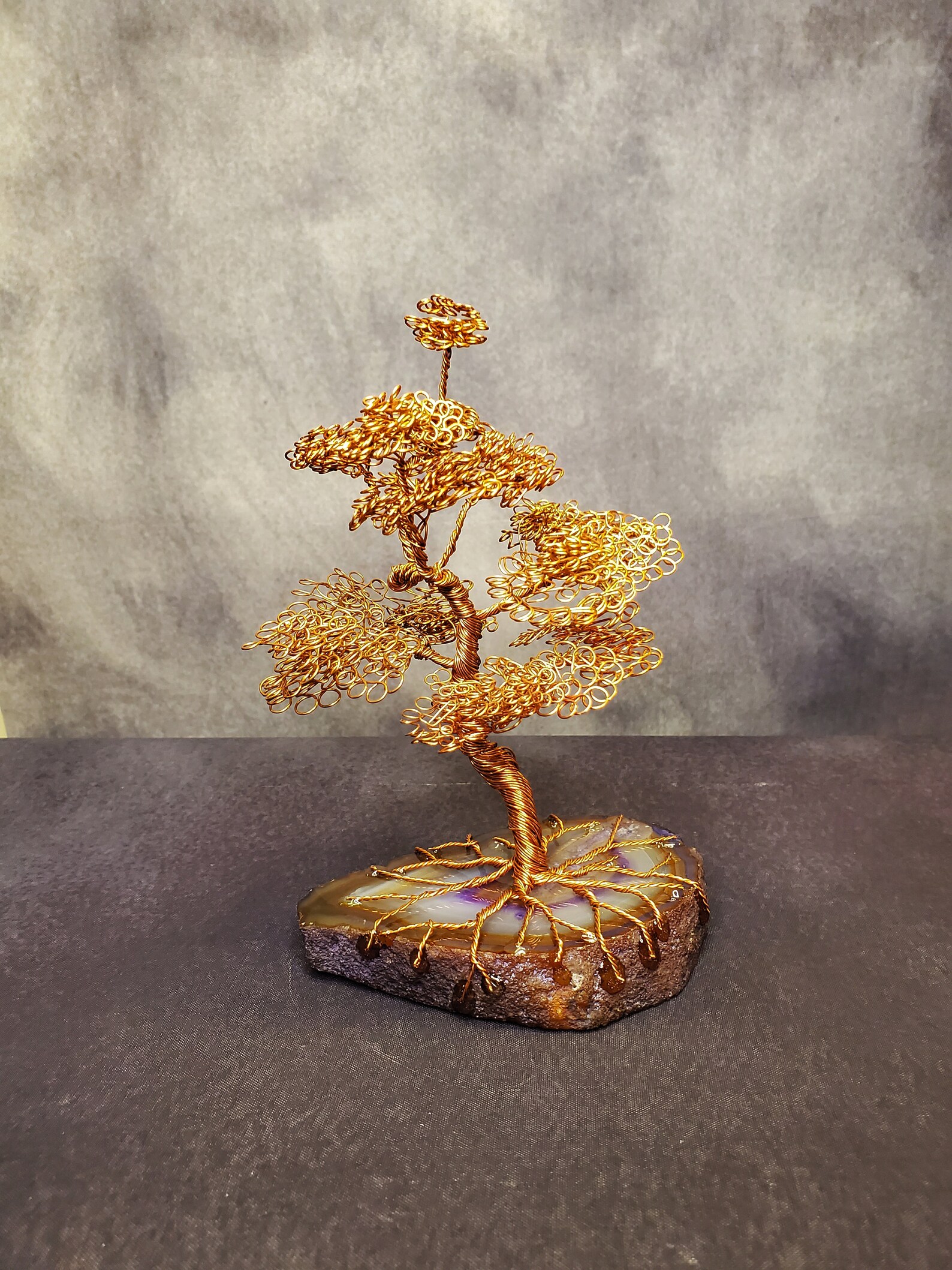 Bonsai Copper Tree on Agate Slab - Etsy